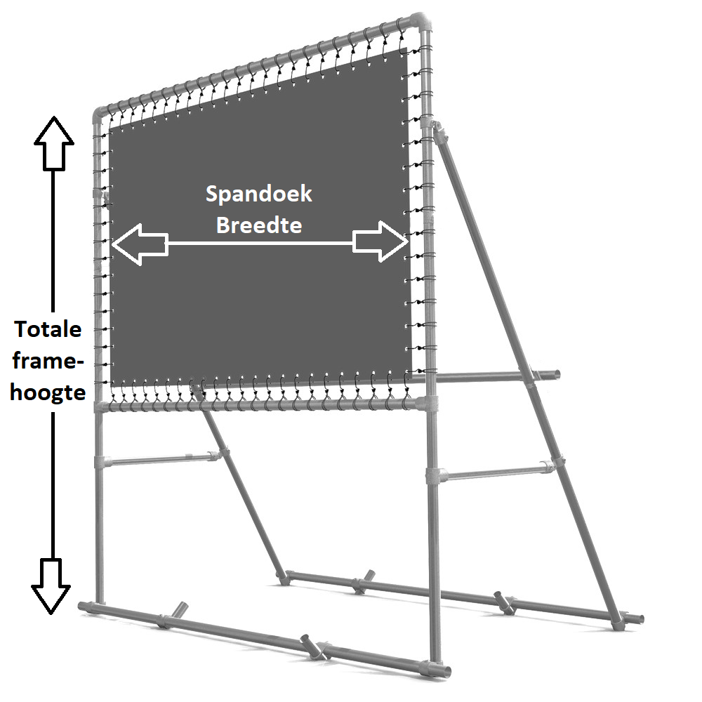 Vrijstaand Spandoekframe uit aluminium buis Ø 42,4 mm