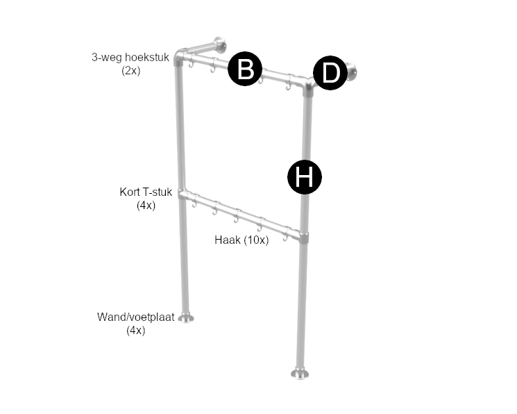 Zwarte steigerbuis kapstok staand 26,9 mm