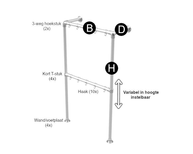 Steigerbuis kapstok staand 33,7 mm